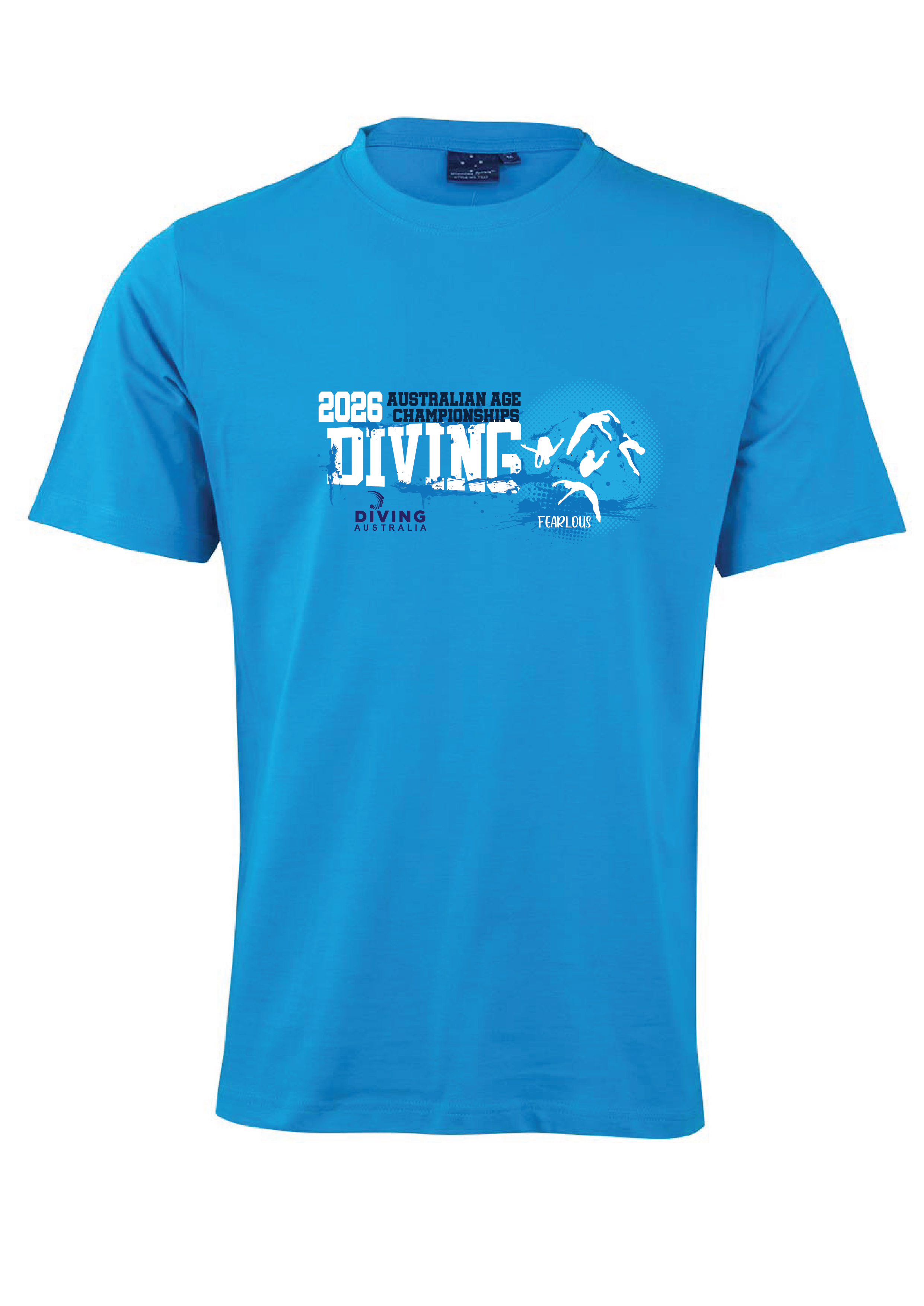 2026 AUSTRALIAN AGE DIVING CHAMPIONSHIPS SHORT SLEEVE TEE - BLUE – FEARLOUS